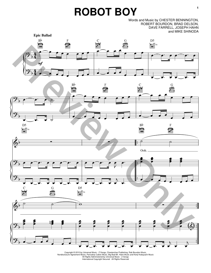 Robot Boy P/V/G Sheet Music | J.W. Pepper