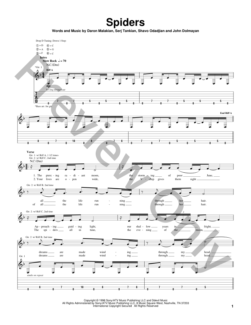 Spiders Guitar/Fretted Sheet Music | J.W. Pepper