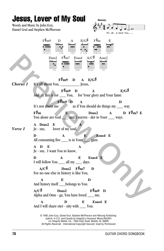 Jesus Lover Of My Soul Guitar Fretted Sheet Music J W Pepper