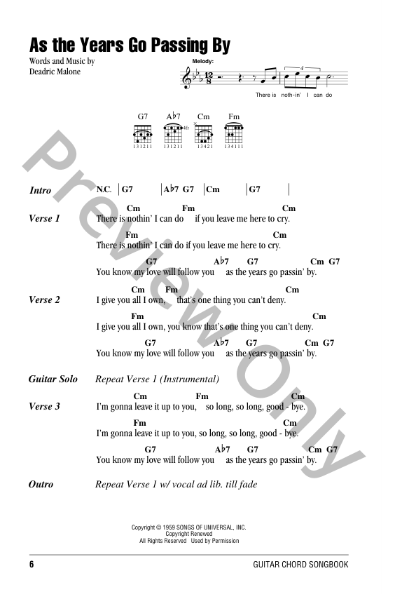 As the Years Go Passing by Guitar/Fretted Sheet Music | J.W. Pepper
