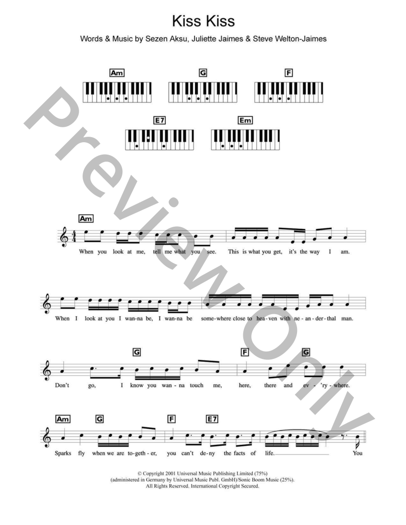 Kiss Kiss P/V/G Sheet Music | J.W. Pepper