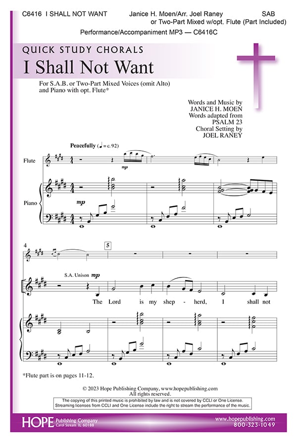 I Shall Not Want Choral Sheet Music | J.W. Pepper