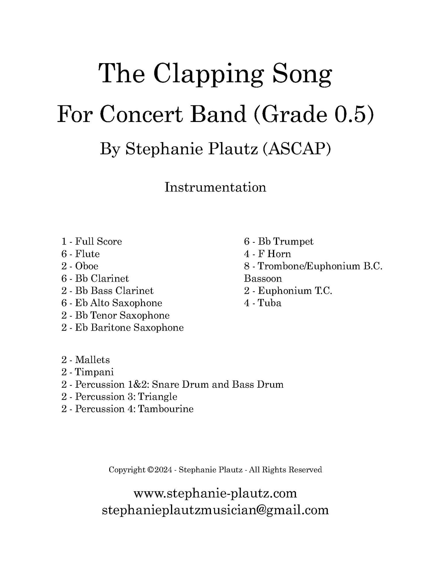 The Clapping Song Concert Band Sheet Music | J.W. Pepper