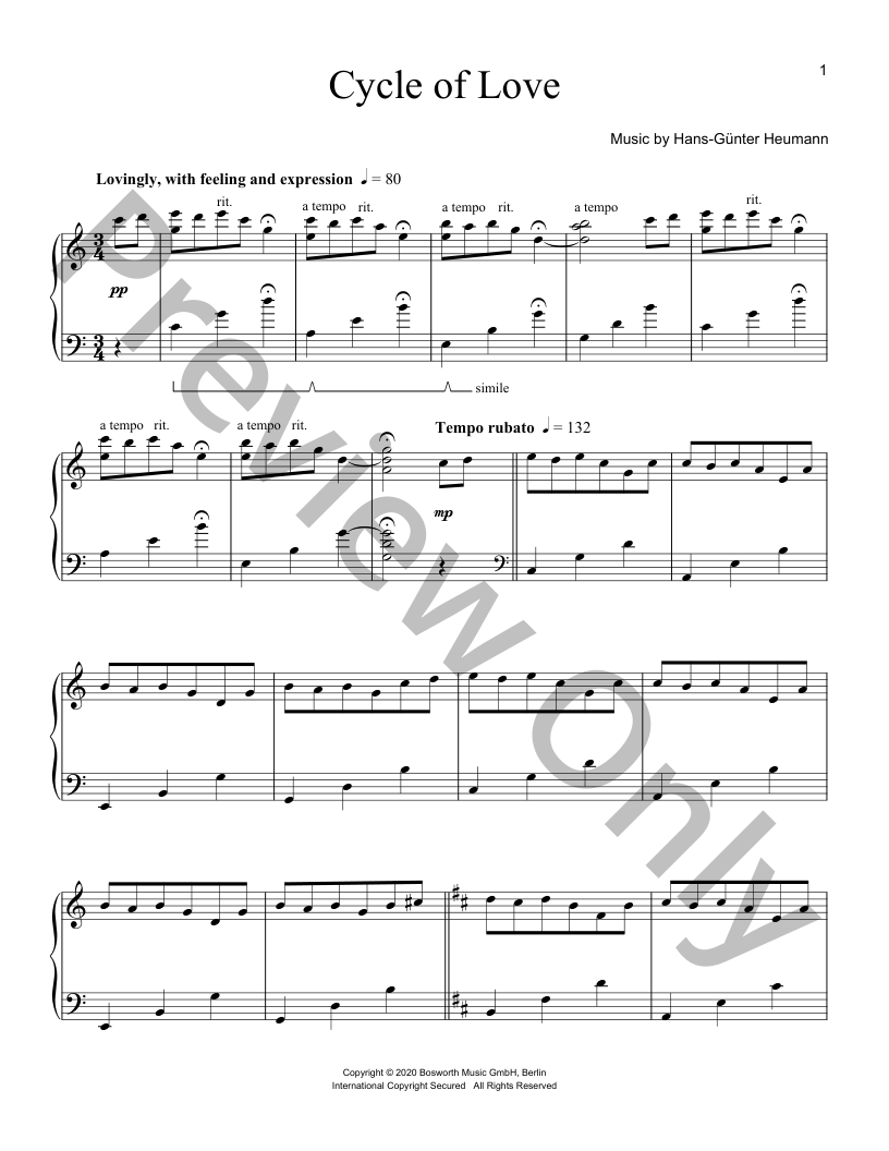 Cycle Of Love Piano Sheet Music | J.W. Pepper