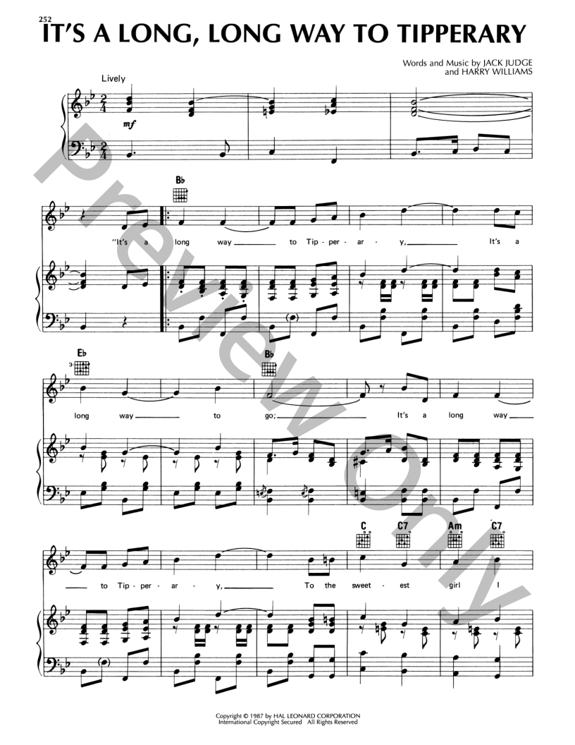 It's A Long, Long Way To Tipperary P/V/G Sheet Music | J.W. Pepper
