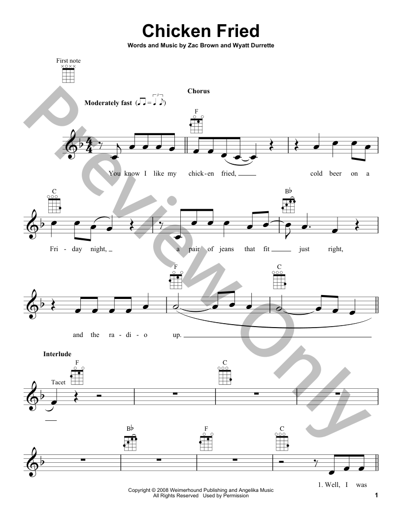 Chicken Fried Guitar/Fretted Sheet Music | J.W. Pepper