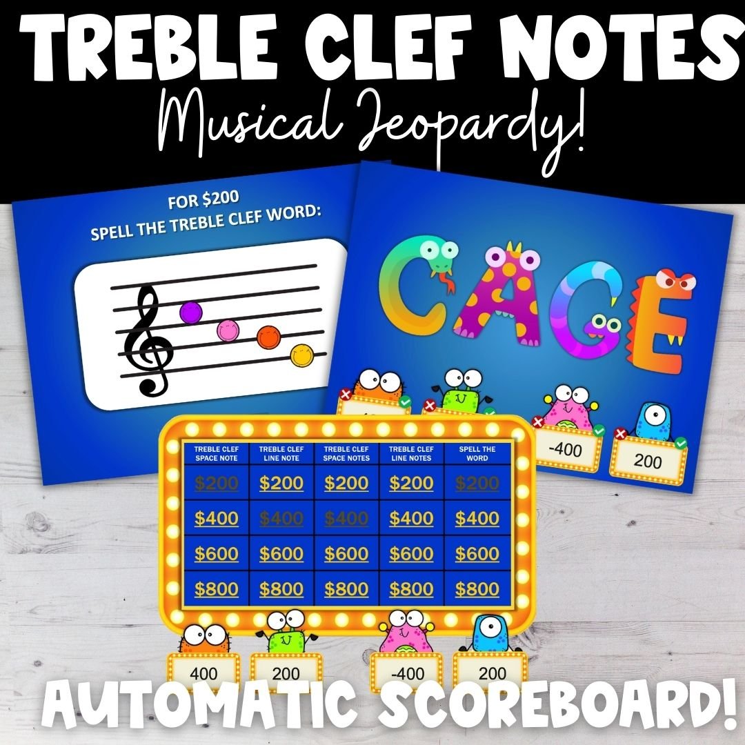 Music Staff Game - Musical Jeopardy Game Show Elementary Games ...