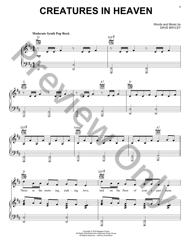 Creatures In Heaven P/V/G Sheet Music | J.W. Pepper
