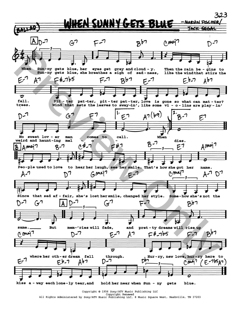 When Sunny Gets Blue Low Voice | J.W. Pepper