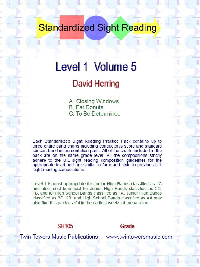 Sight Reading Practice Pack Level 1 Volume 5 Concert Band Sheet Music ...