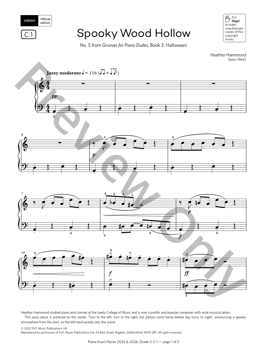 Spooky Wood Hollow Piano Sheet Music | J.W. Pepper