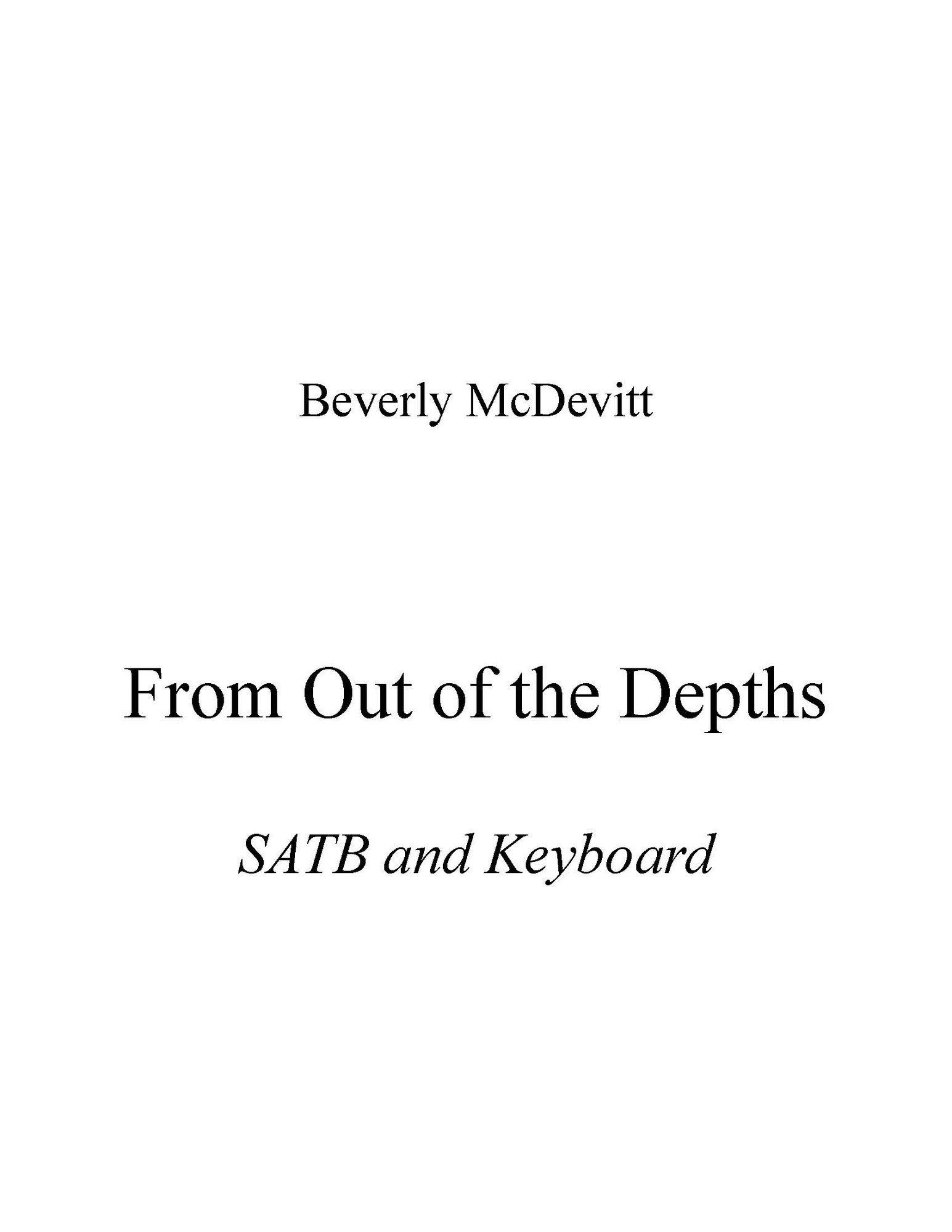 From Out of the Depths | J.W. Pepper