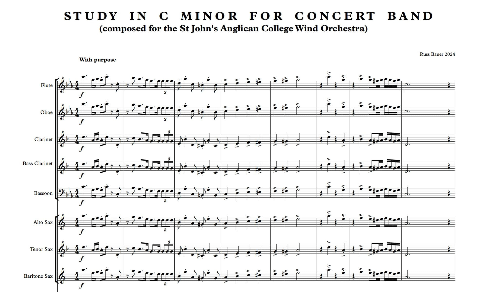 Study in C minor for Concert Band Concert Band Sheet Music | J.W. Pepper