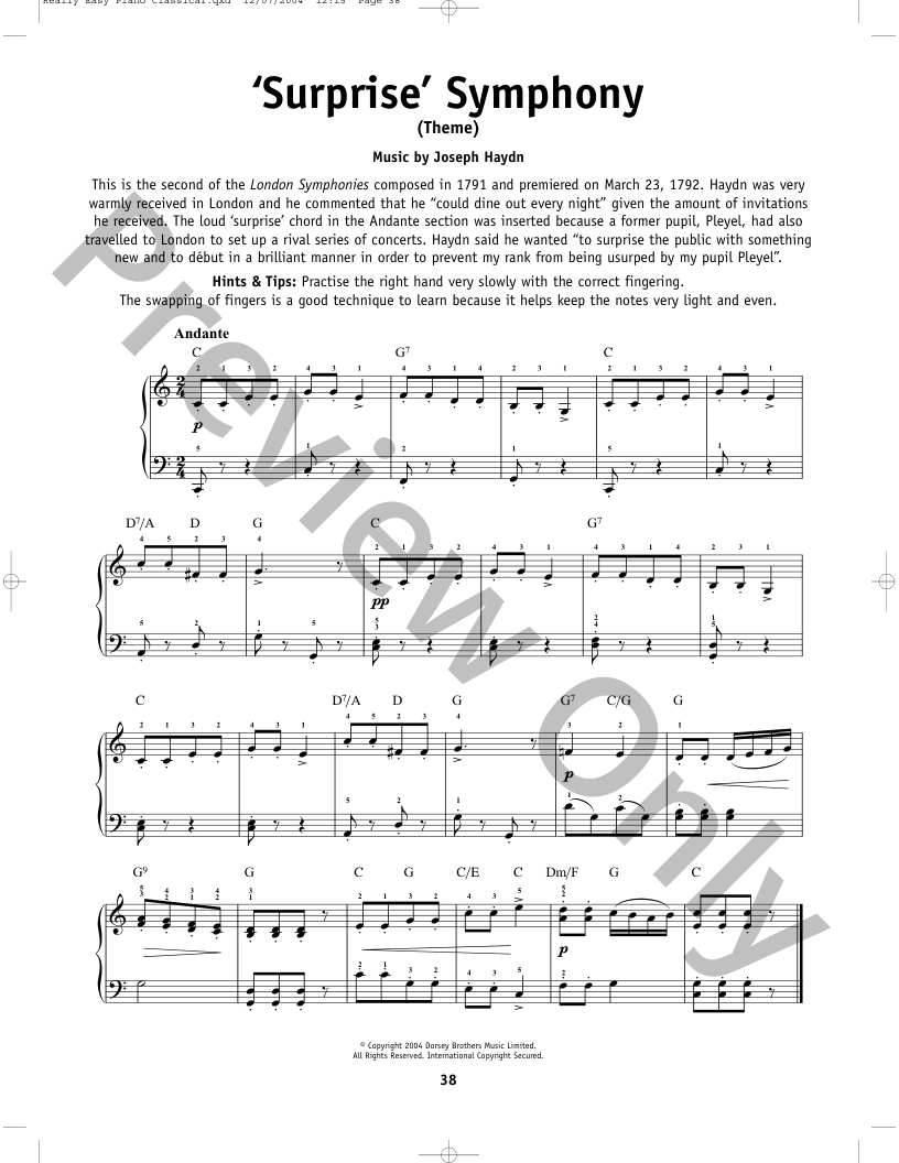 Symphony #94 In G Major ("Surprise"), Second Movement Excerpt P/V/G ...