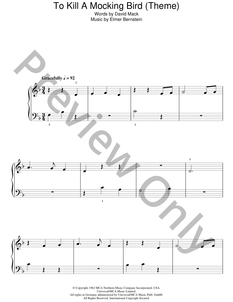 To Kill A Mockingbird Easy Piano Sheet Music | J.W. Pepper