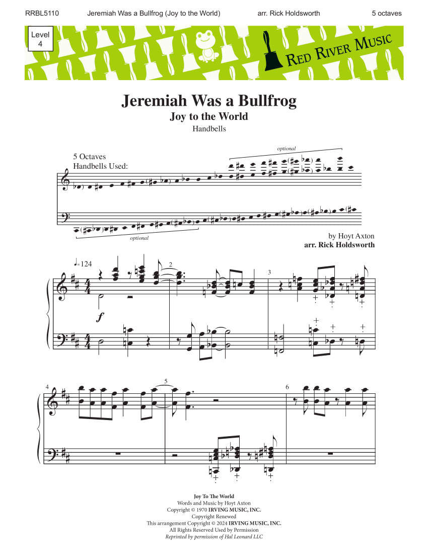 Jeremiah Was a Bullfrog Handbell Sheet Music | J.W. Pepper