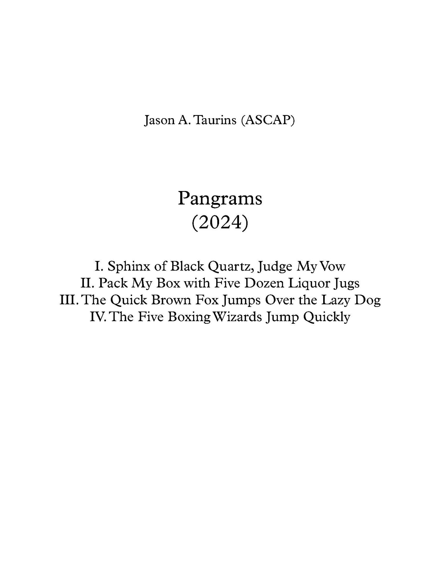 Pangrams | J.W. Pepper