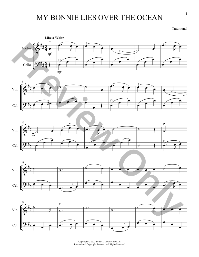My Bonnie Lies Over The Ocean Sheet Music | J.W. Pepper