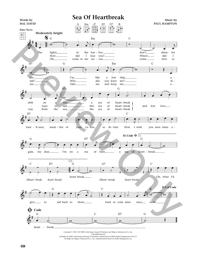 Sea Of Heartbreak Guitar/Fretted Sheet Music | J.W. Pepper