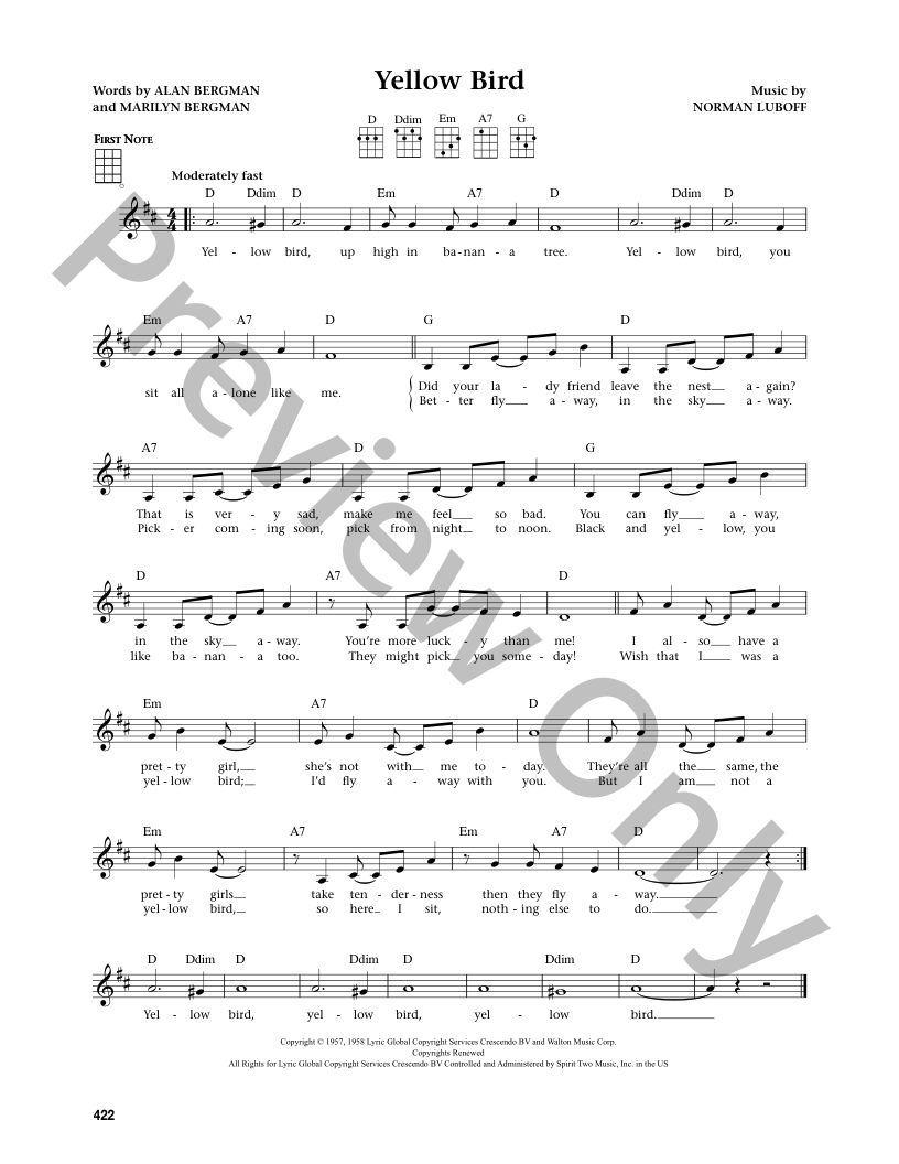 Yellow Bird Guitar/Fretted Sheet Music | J.W. Pepper