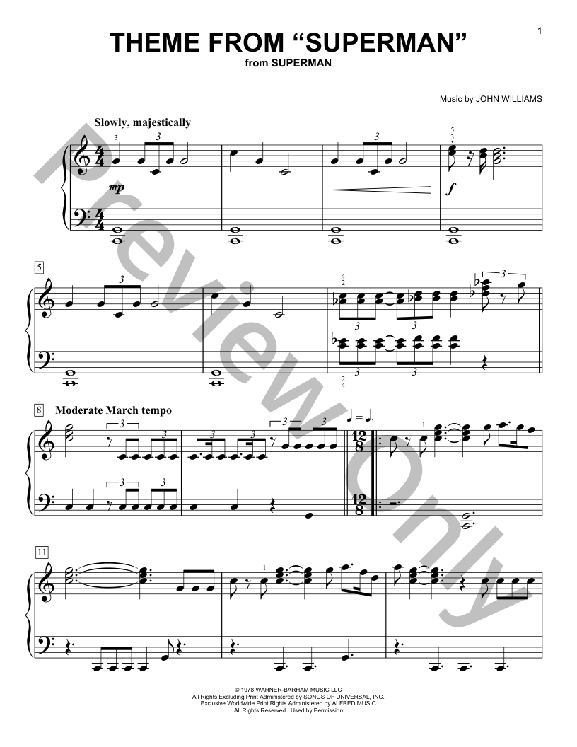 Theme From "Superman" Easy Piano Sheet Music | J.W. Pepper