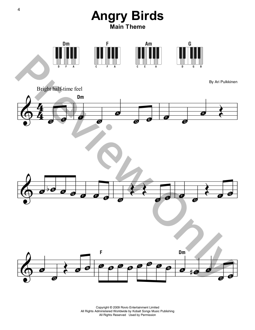 Angry Birds (Main Theme) Big Note Piano Sheet Music | J.W. Pepper