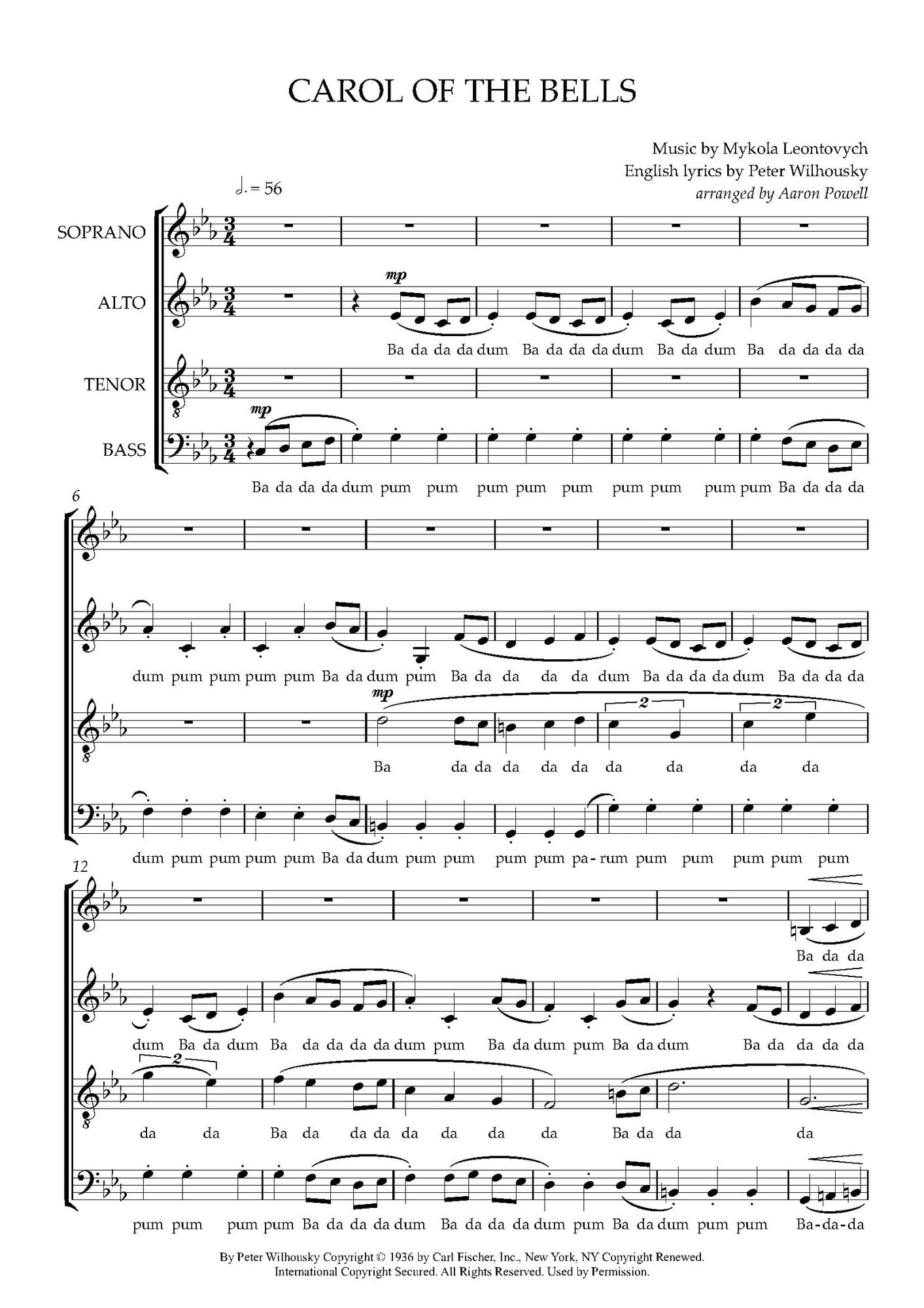 Carol Of The Bells Choral Sheet Music | J.W. Pepper