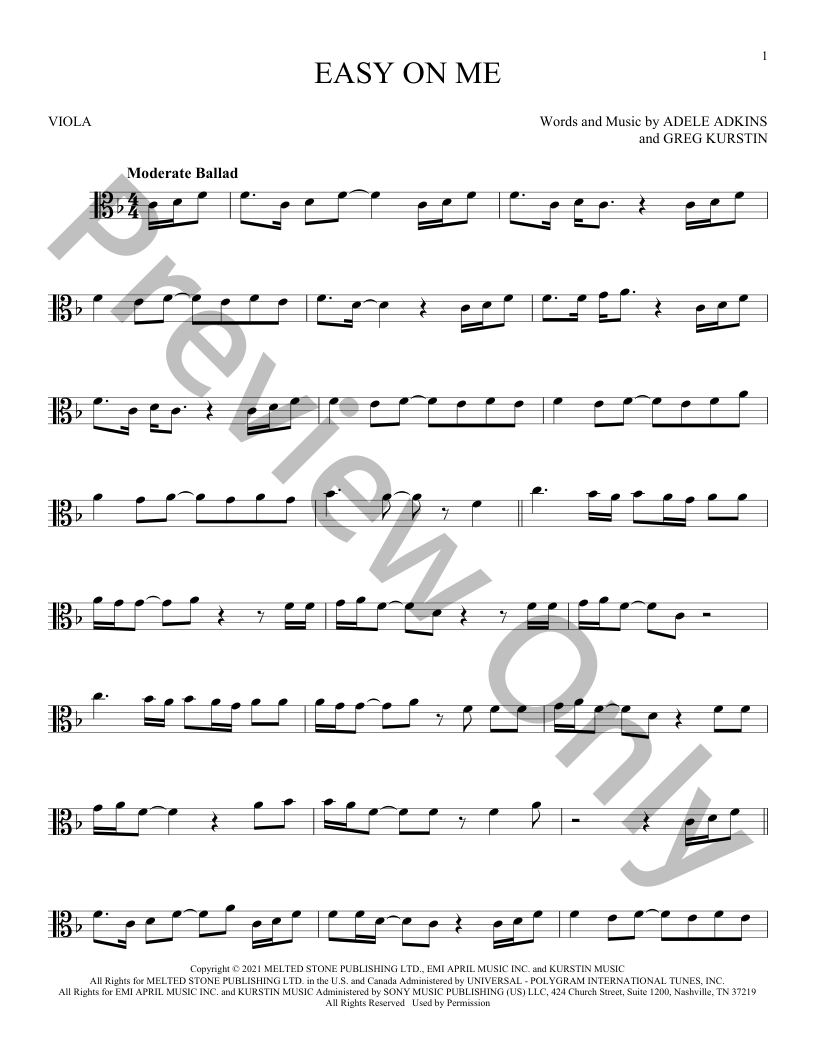Easy On Me Sheet Music | J.W. Pepper