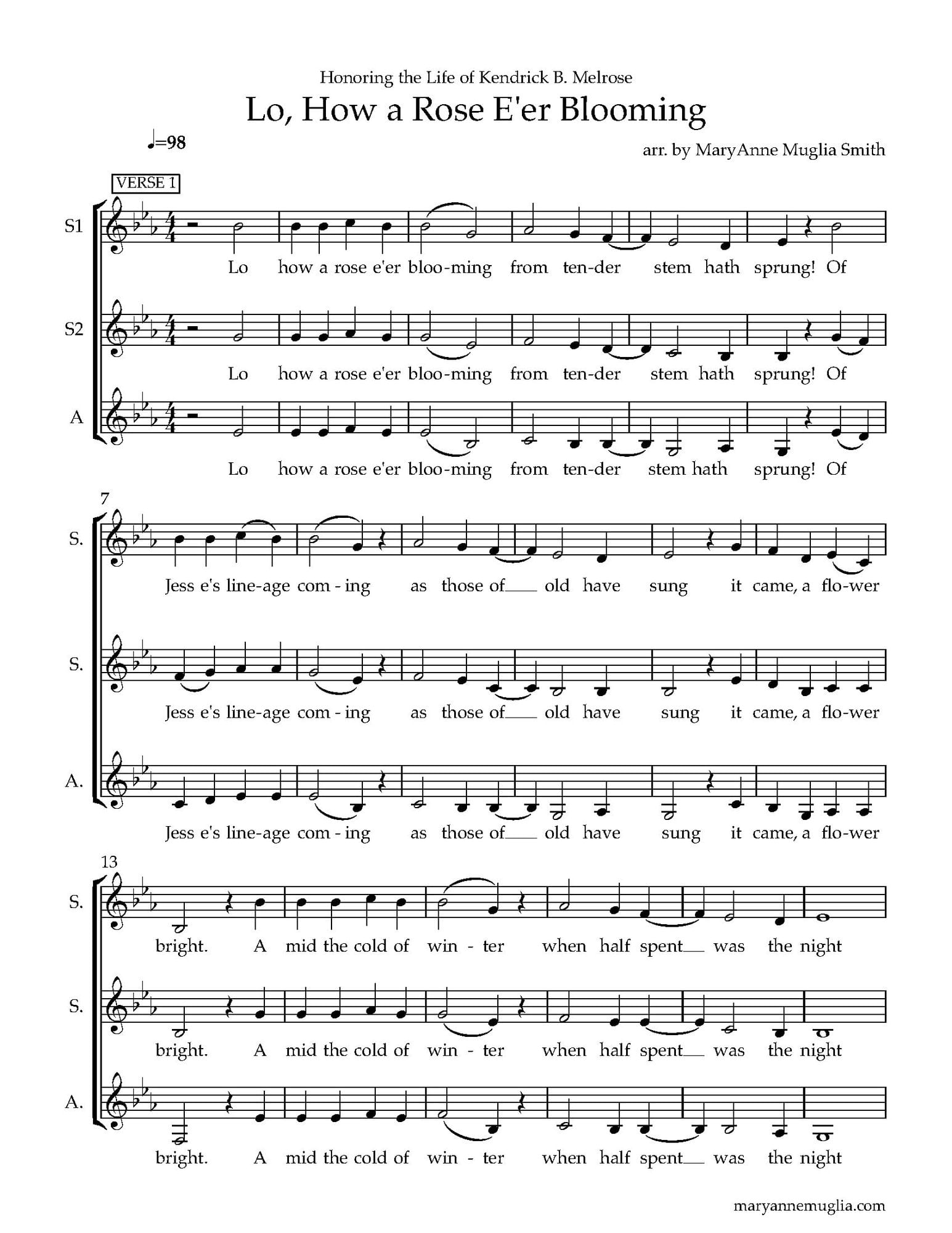 Lo, How a Rose E'er Blooming Choral Sheet Music | J.W. Pepper
