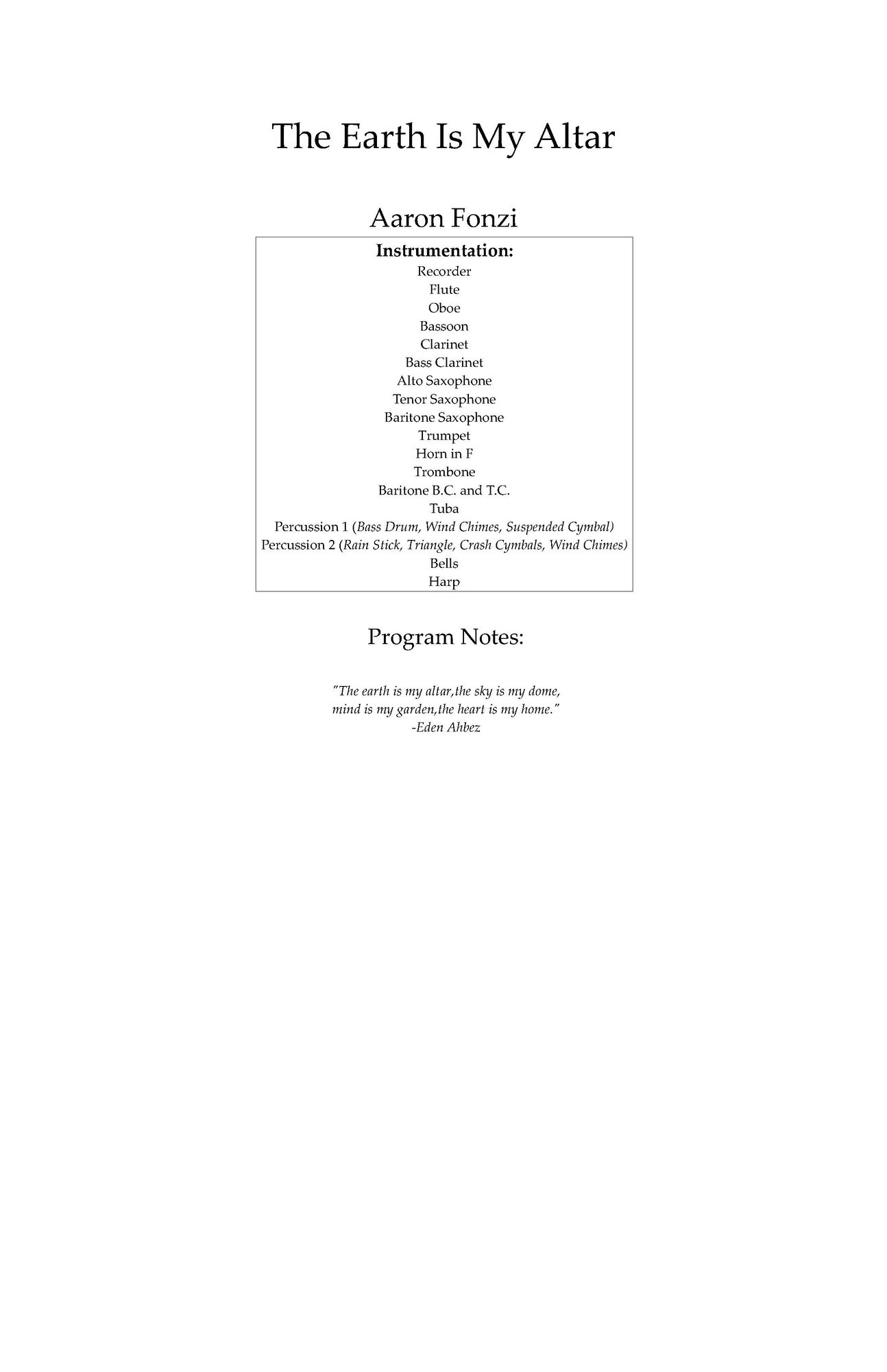 The Earth Is My Altar | J.W. Pepper