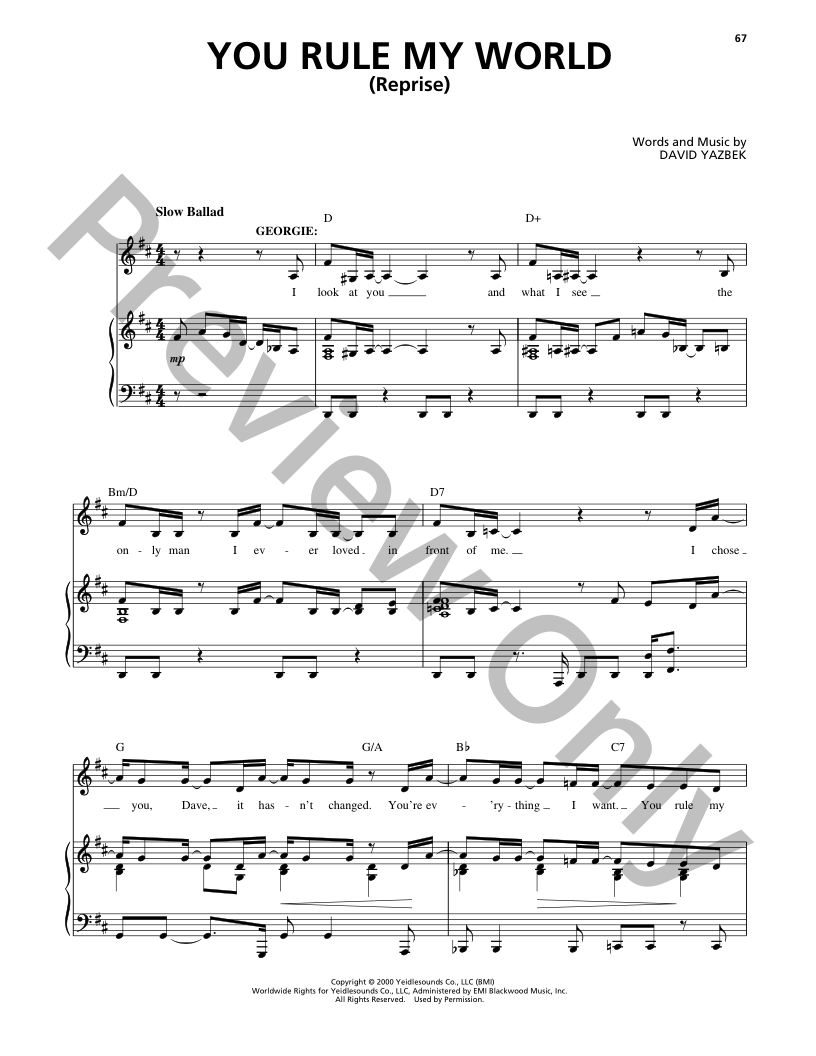 You Rule My World (Reprise) P/V/G Sheet Music | J.W. Pepper