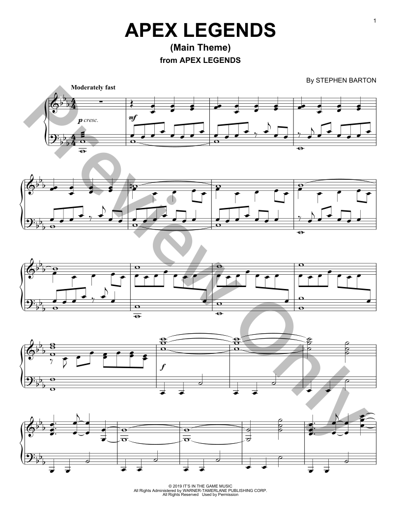 Apex Legends (Main Theme) Piano Sheet Music | J.W. Pepper