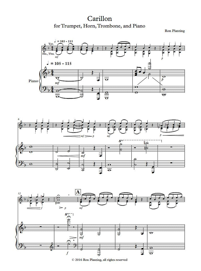 Carillon for Trumpet, Horn, Trombone, and Piano | J.W. Pepper