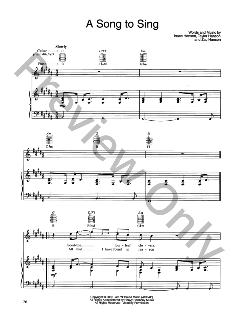 A Song To Sing P/V/G Sheet Music | J.W. Pepper