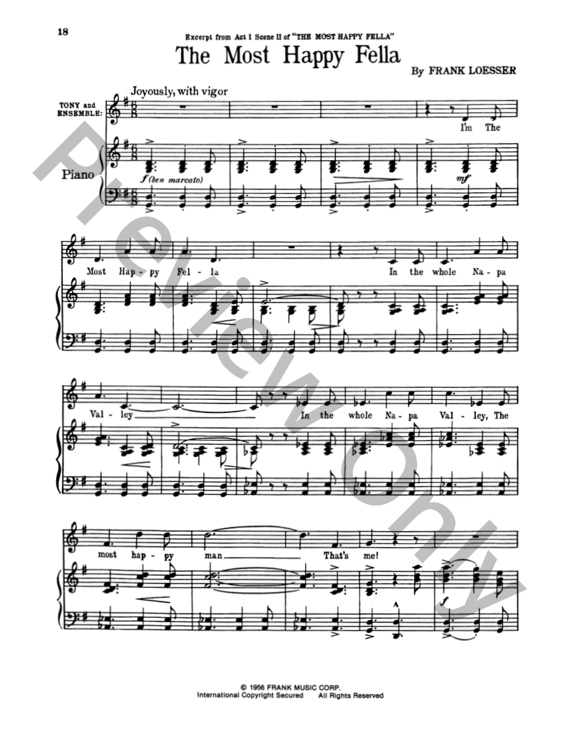 The Most Happy Fella P/V/G Sheet Music | J.W. Pepper