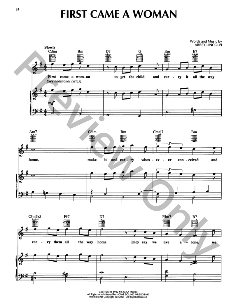 First Came A Woman P/V/G Sheet Music | J.W. Pepper