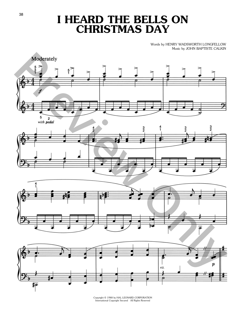 I Heard The Bells On Christmas Day Piano Sheet Music | J.W. Pepper
