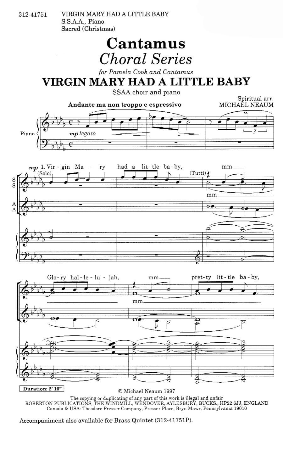 Virgin Mary Had a Little Baby Choral Sheet Music | J.W. Pepper