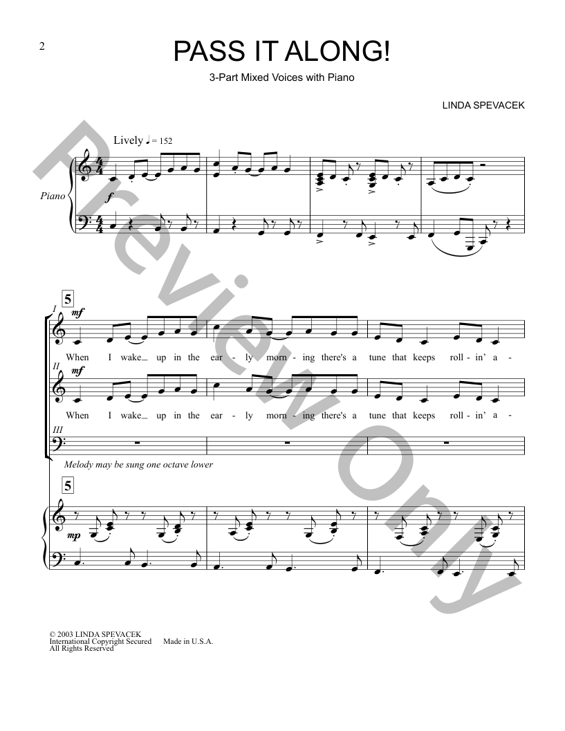 Pass It along Choral Sheet Music | J.W. Pepper