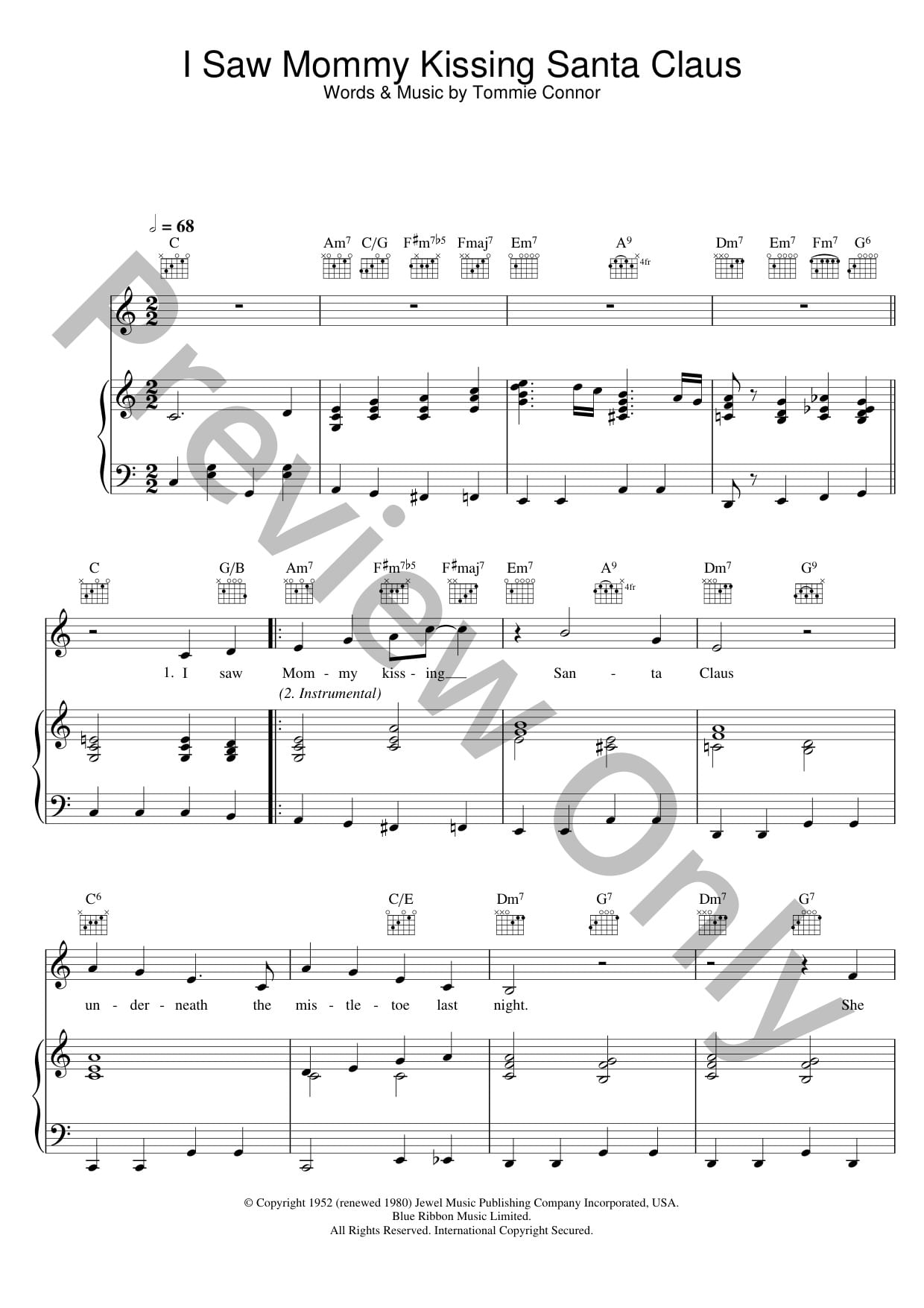 I SAW MOMMY KISSING SANTA CLAUS P/V/G Sheet Music | J.W. Pepper