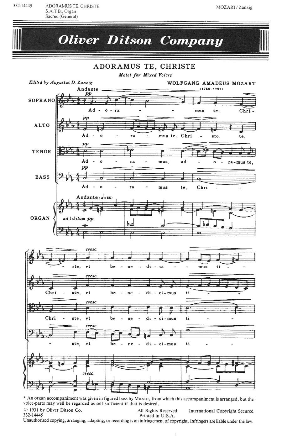 Adoramus Te Christe Choral Sheet Music | J.W. Pepper
