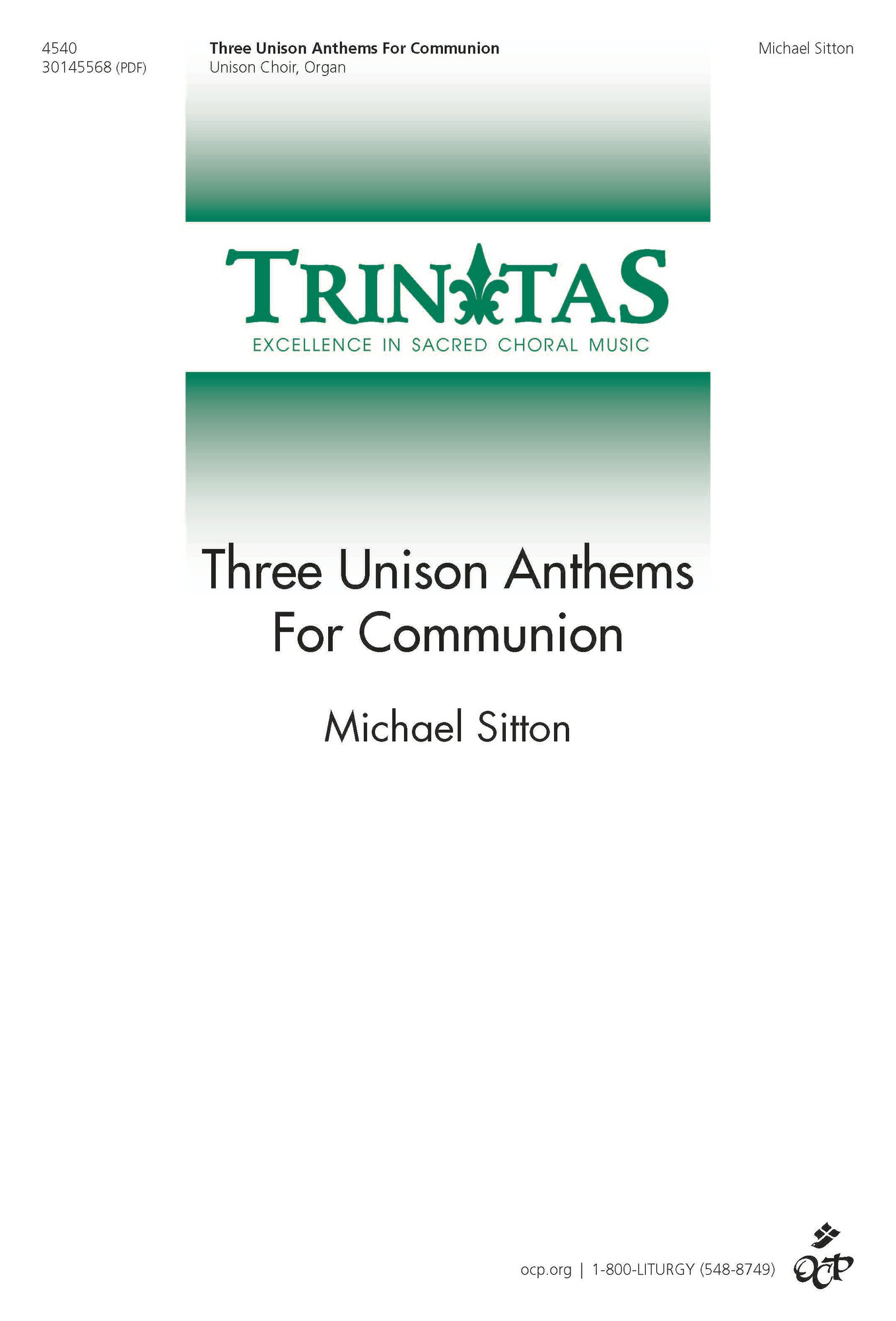 Three Unison Anthems for Communion | J.W. Pepper