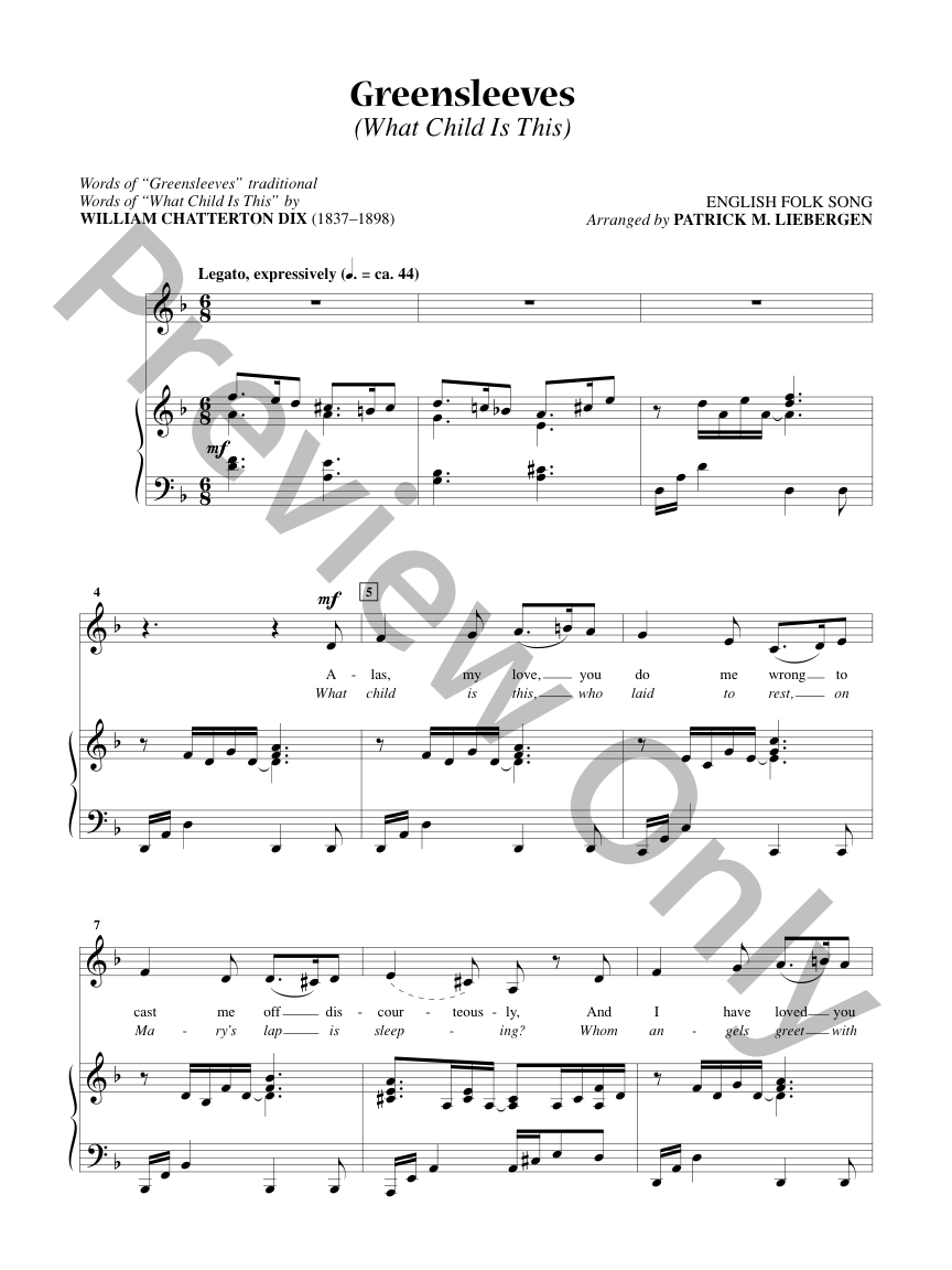 Greensleeves Vocal Sheet Music | J.W. Pepper