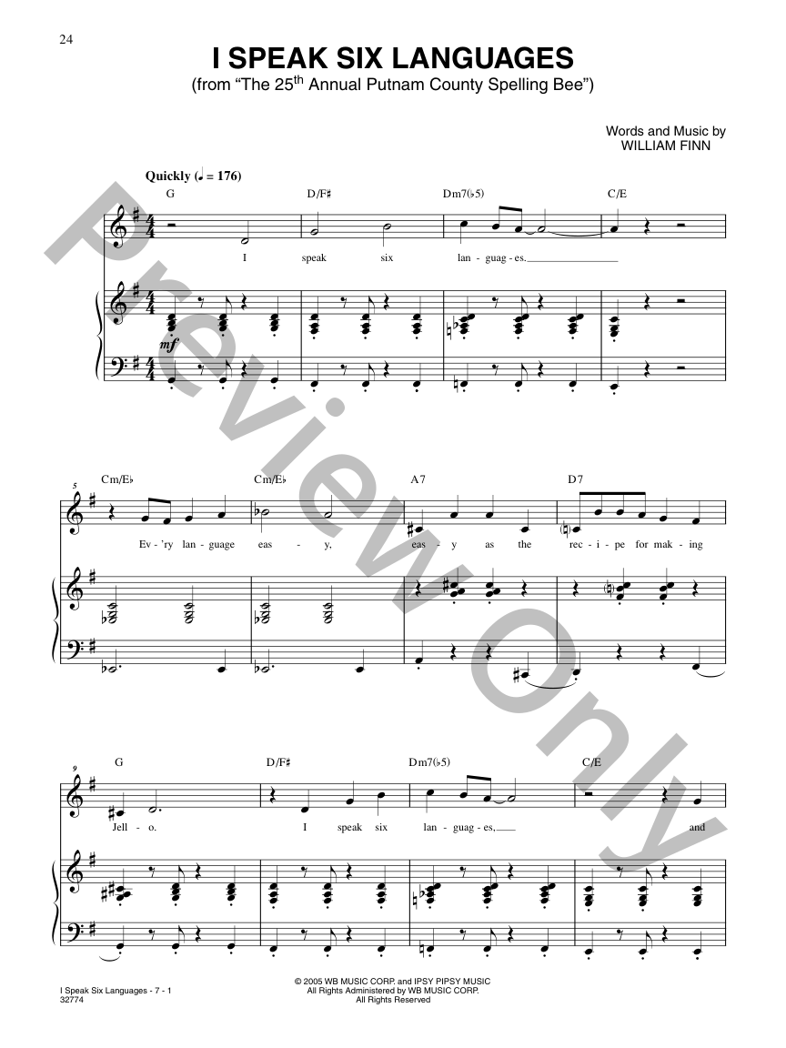 I Speak Six Languages P/V/G Sheet Music | J.W. Pepper