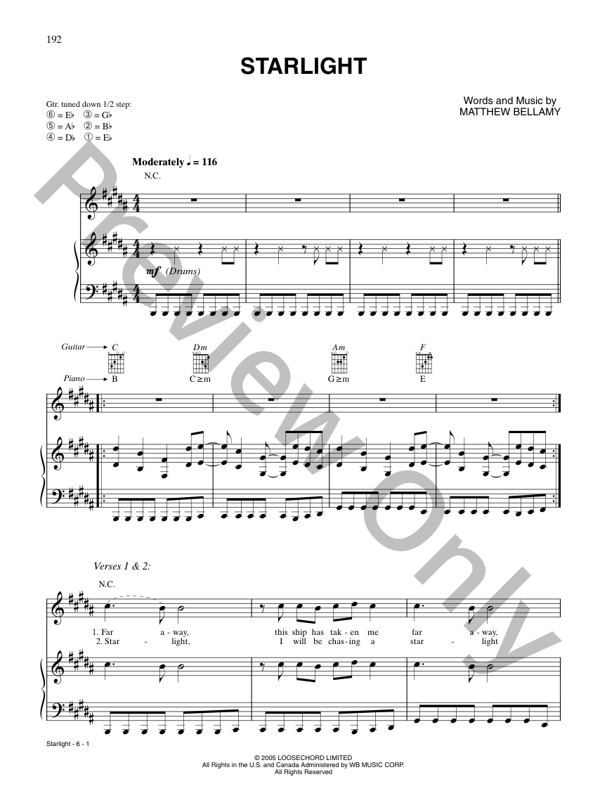 Starlight P/V/G Sheet Music | J.W. Pepper