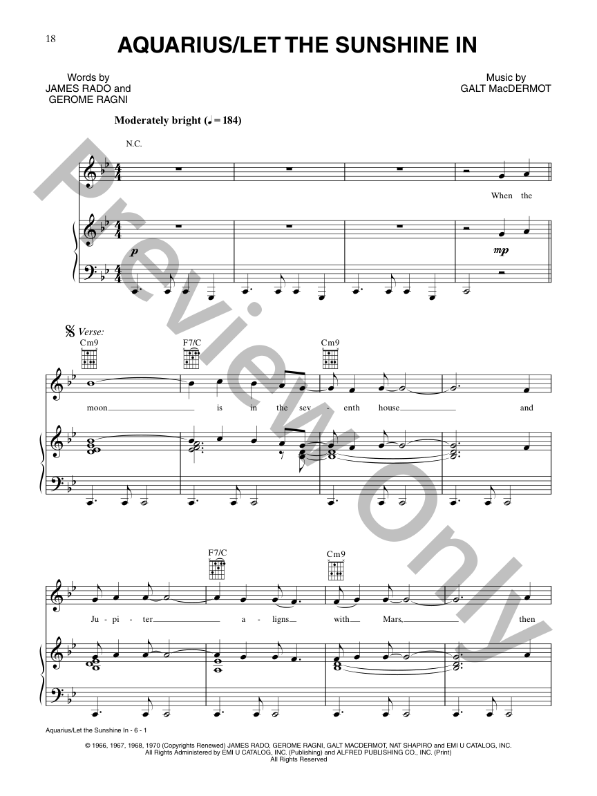 Aquarius/ let the Sunshine in | J.W. Pepper