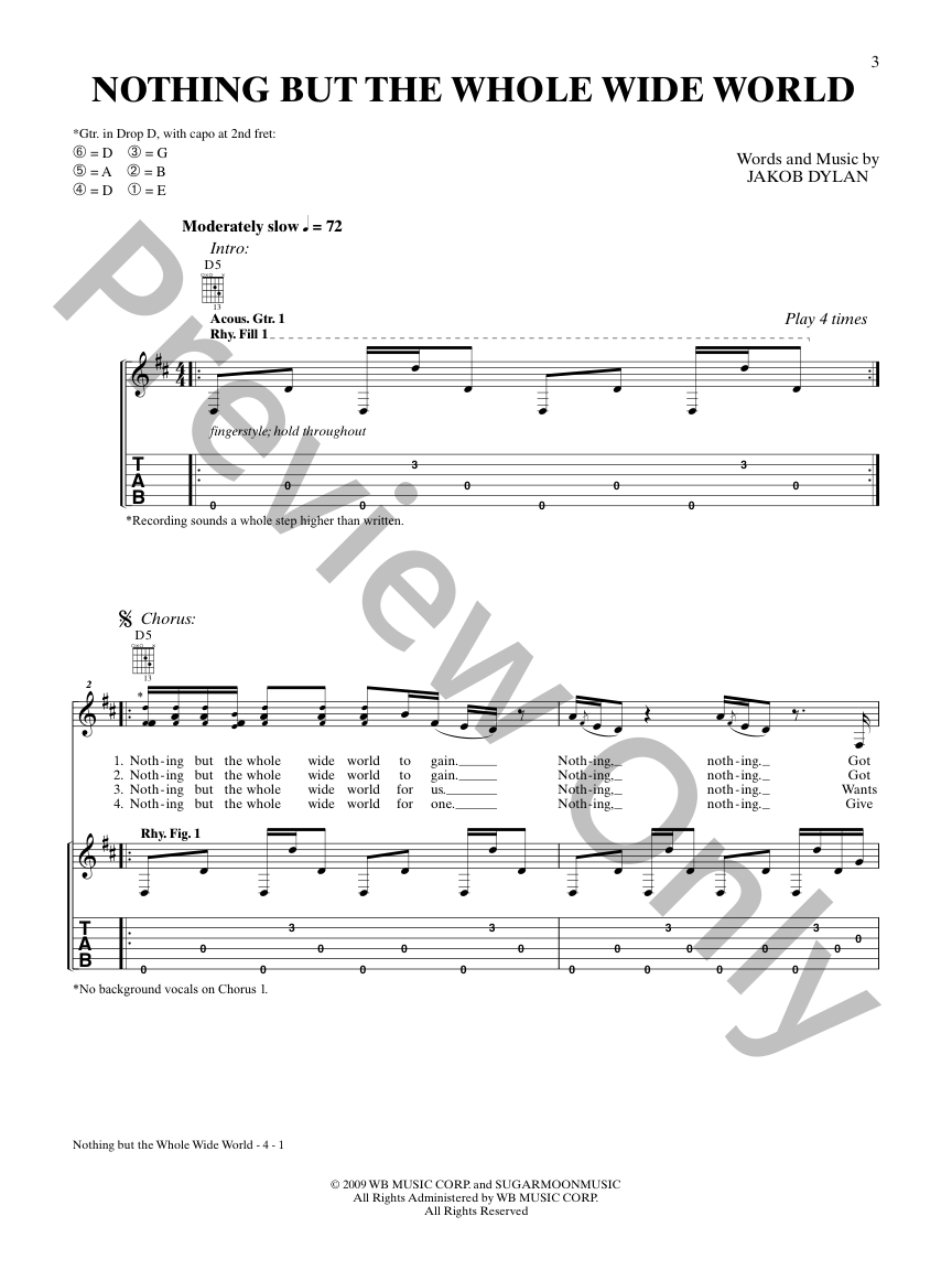 Nothing but the Whole Wide Wo Guitar/Fretted Sheet Music | J.W. Pepper