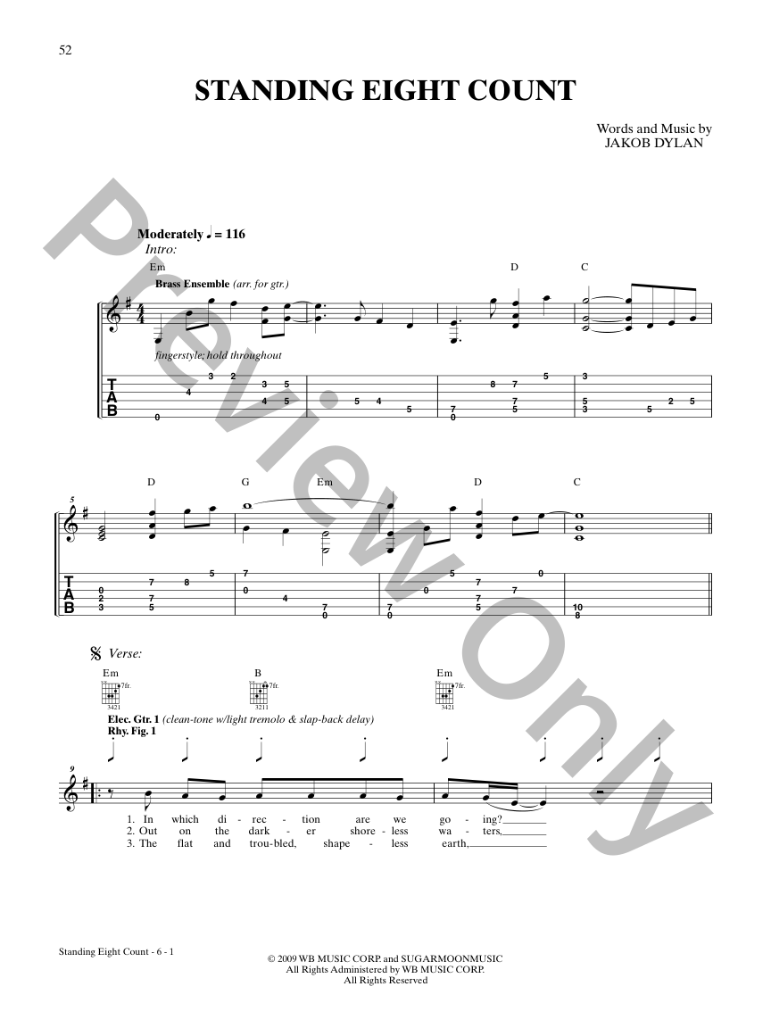 Standing Eight Count Guitar/Fretted Sheet Music | J.W. Pepper