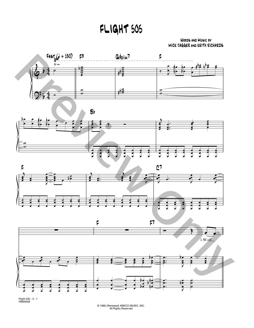 Flight 505 P/V/G Sheet Music | J.W. Pepper