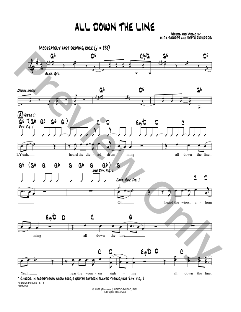 All down the Line P/V/G Sheet Music | J.W. Pepper